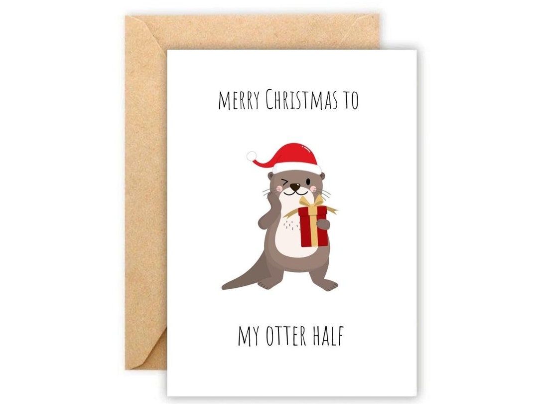 Printable Christmas Card Digital Otter Holiday Greeting Card Christmas ...