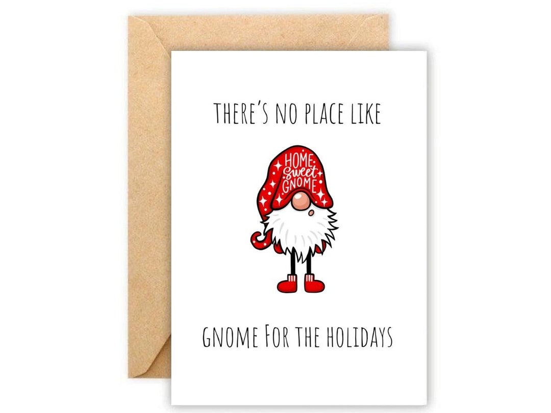 Printable Gnome Christmas Card Digital Holiday Greeting Card Christmas ...