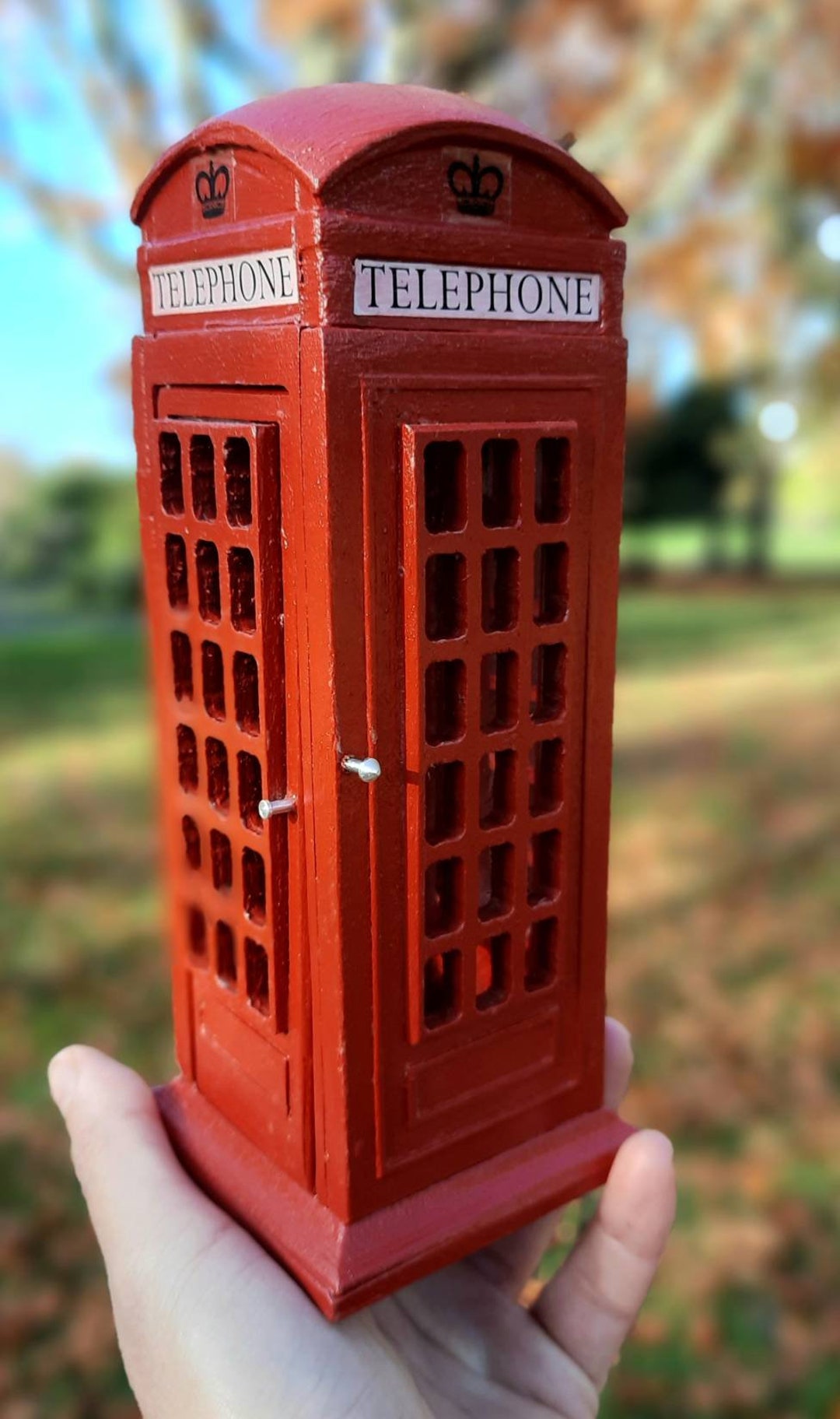 Handmade Wooden Telephone Box, Traditional British Red Telephone Box ...