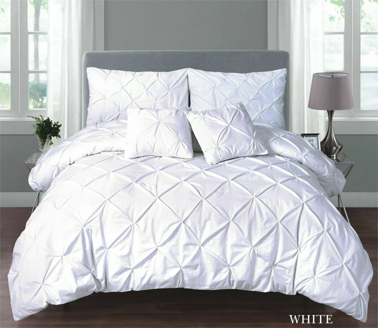 68-pick Hand Stitched Pin-tuck Duvet Cover Set With Pillowcase Pure ...