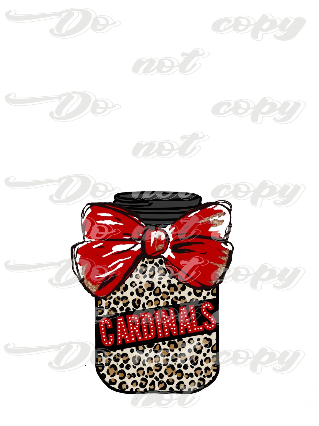 Cardinals Mason Jar Dot Font Leopard Mason Jar With Bow PNG Digital ...