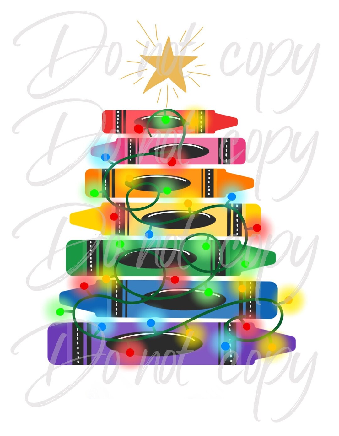 Crayon Christmas Tree Christmas Lights Star School Teachers PNG ...