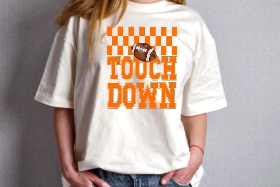 Touchdown Orange Football Checkered PNG Digital Download Sublimation ...