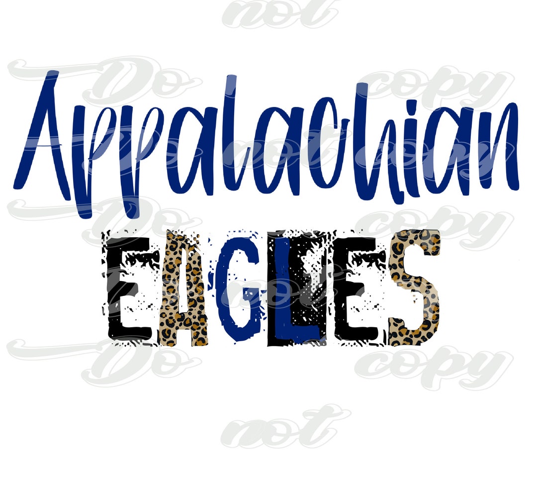 Appalachian Eagles Blue Black Leopard Stamped Font PNG Digital Download ...