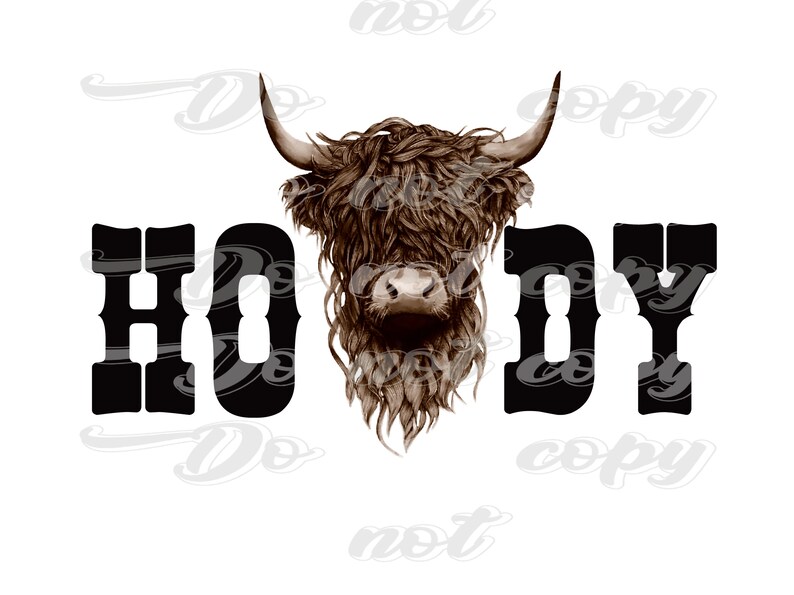 Western Howdy Highland Cow PNG Digital Download Sublimation File - Etsy