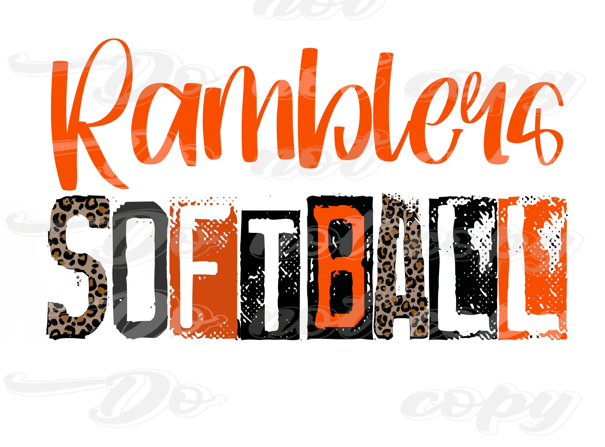 Ramblers Softball Stamped Leopard PNG Digital Download Sublimation File ...