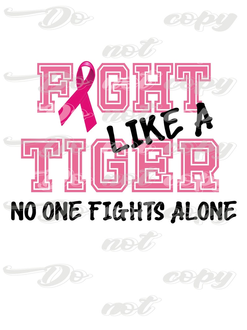 Breast Cancer Fight Like a Tiger Pink Ribbon School Pride PNG Digital ...