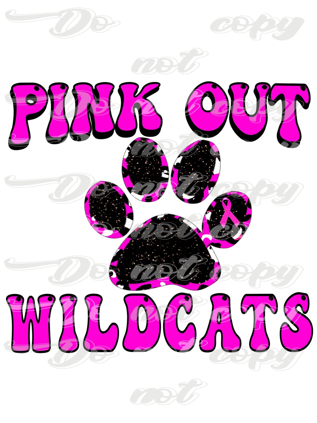 Pink Out Wildcats Paw Pink Ribbon Breast Cancer Awareness October ...