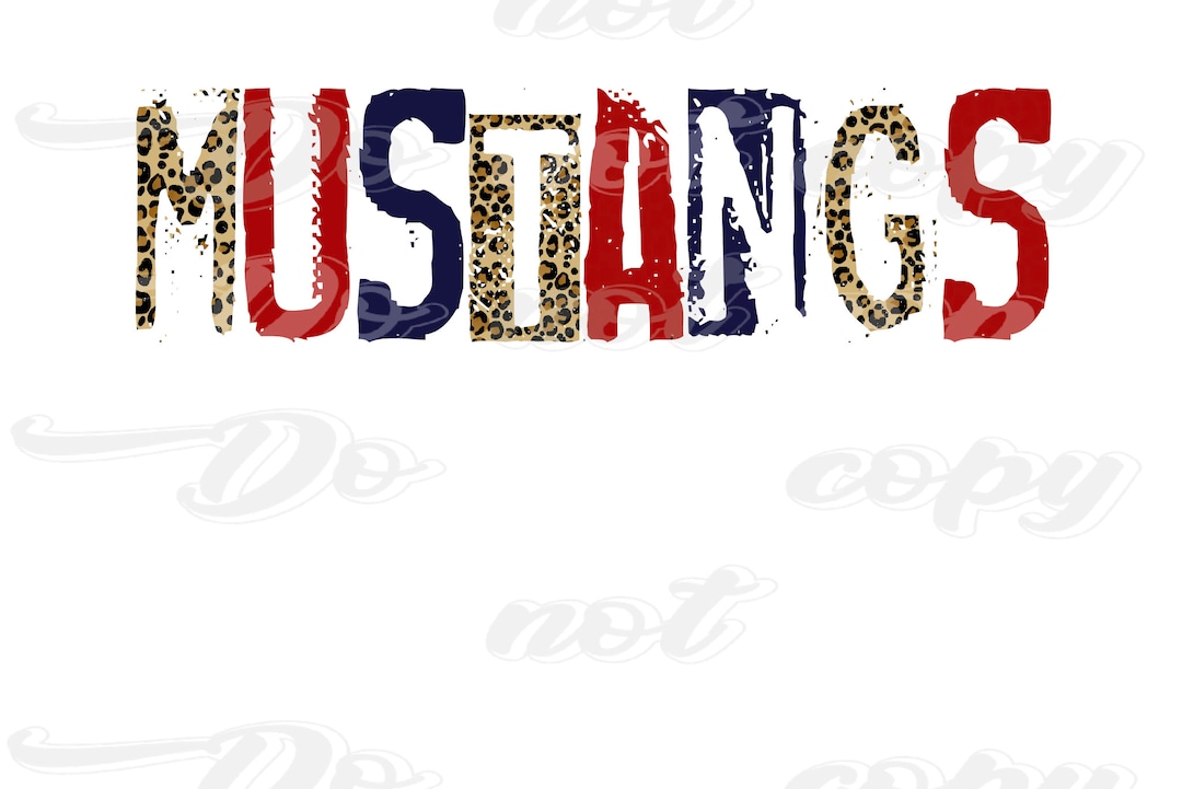 Mustangs Red Blue Leopard Stamped Font PNG Digital Download Sublimation ...