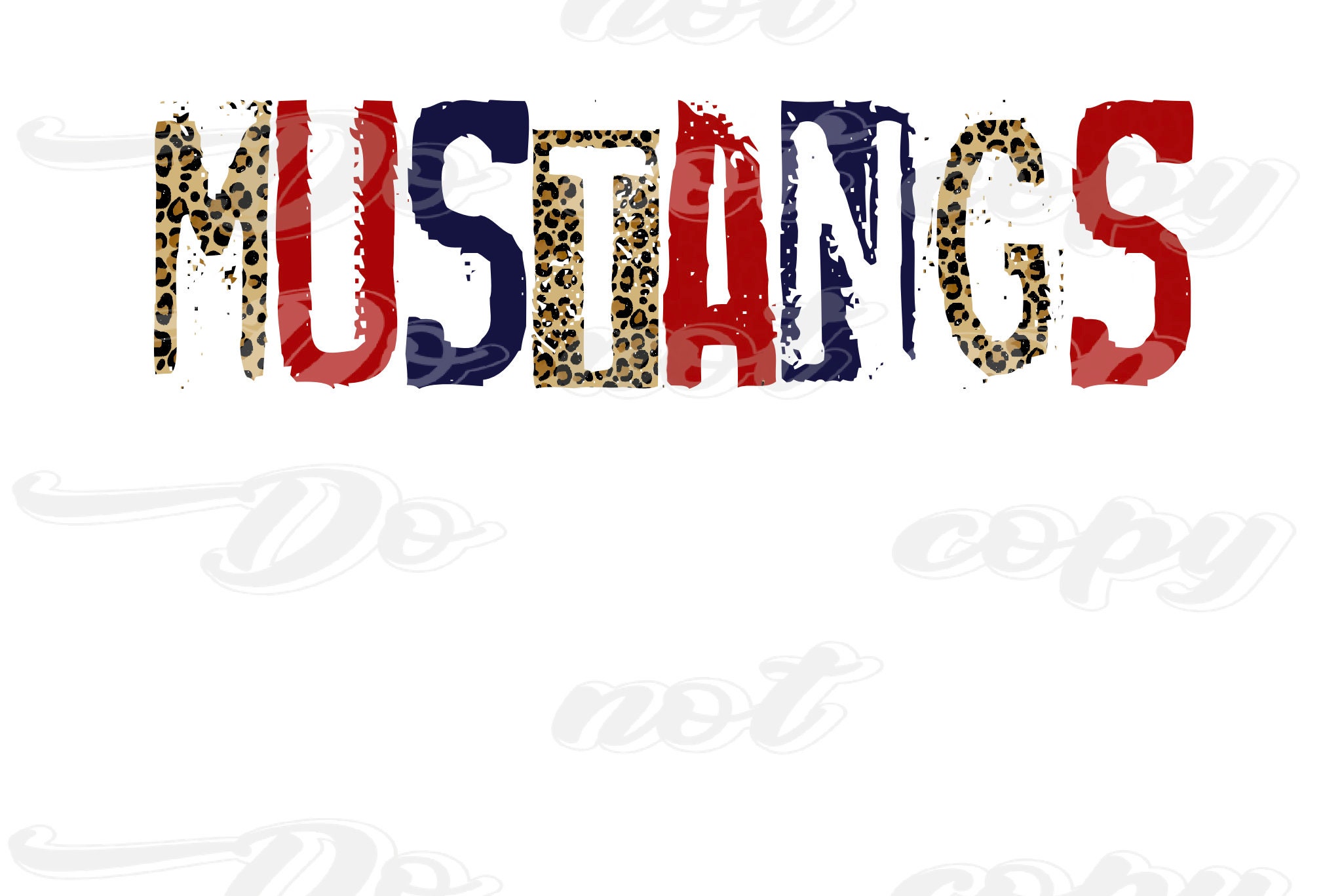 Mustangs Red Blue Leopard Stamped Font PNG Digital Download Sublimation ...