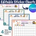 Boho Sticker Reward Charts for Kids Editable Sticker Chart Printable ...