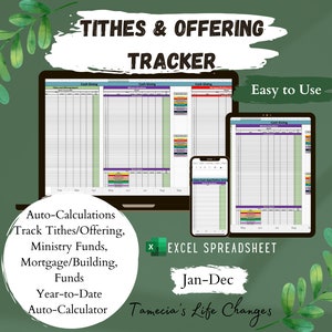 Tithes and Offering Tracker Spreadsheet Excel Spreadsheet - Etsy
