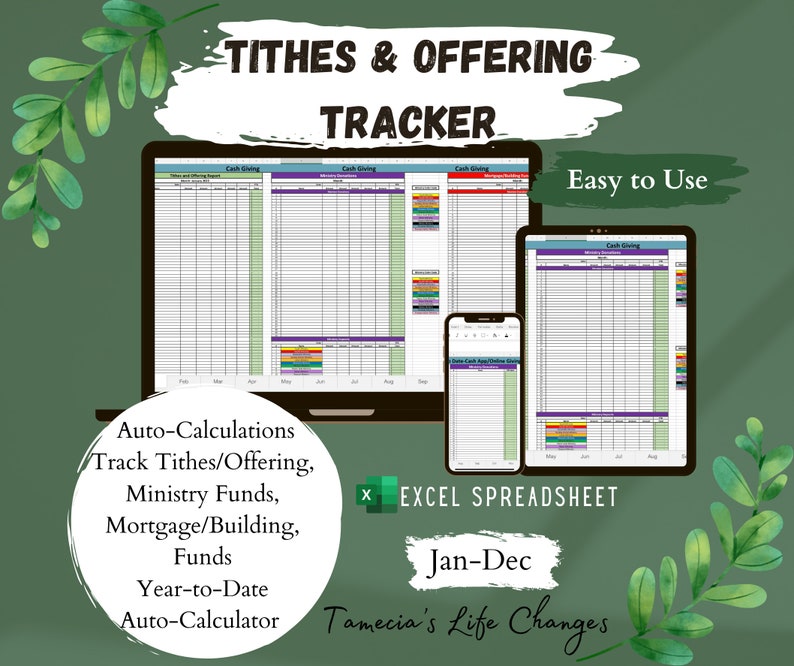 Tithes and Offering Tracker Spreadsheet Excel Spreadsheet - Etsy