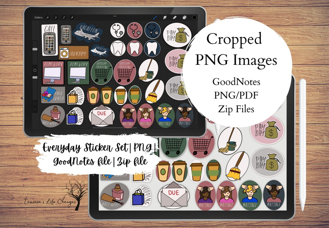 Digital Planner Stickers | 33 Hand-drawn Stickers (goodnotes, PDF, Zip ...