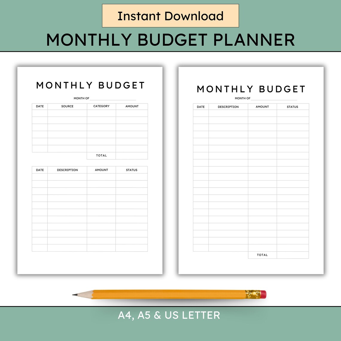 Monthly Budget Planner, Expense Tracker, Income Management, Financial ...