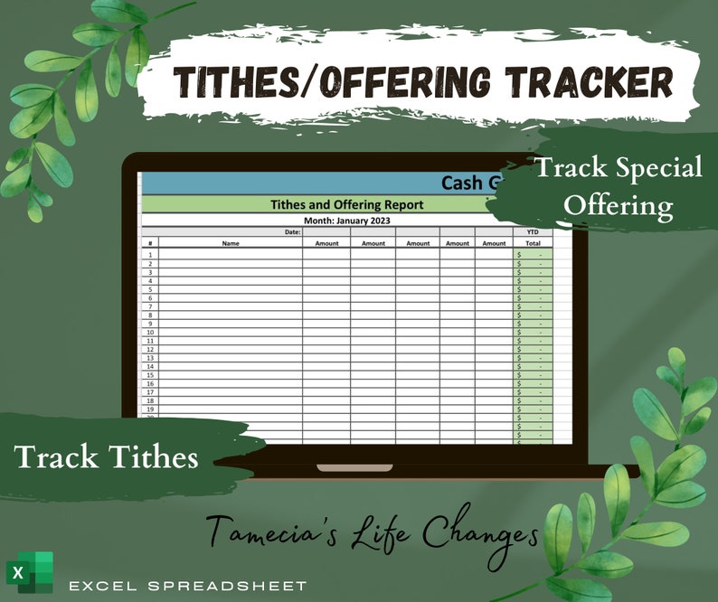 Tithes and Offering Tracker Spreadsheet Excel Spreadsheet - Etsy
