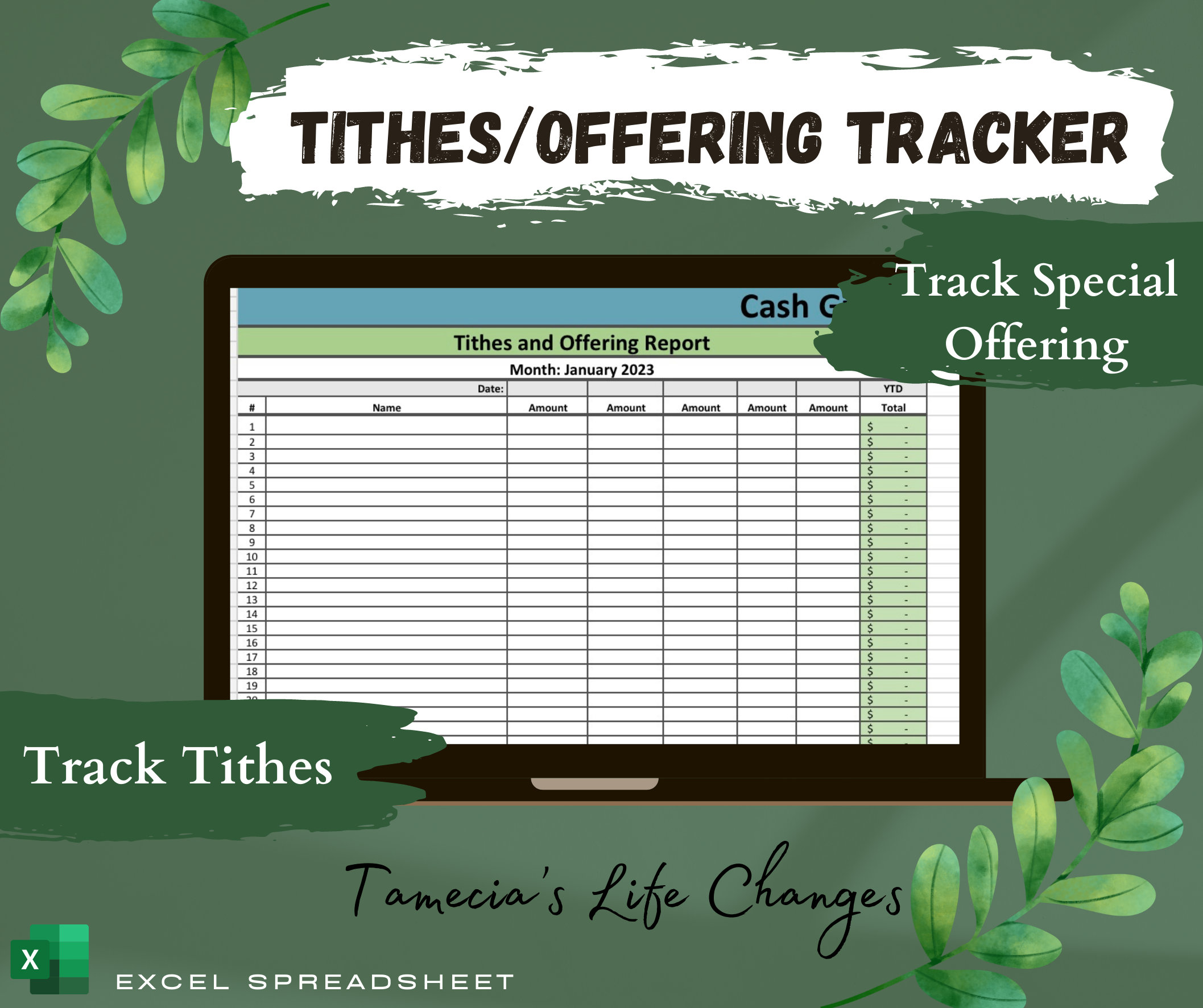 Tithes and Offering Tracker Spreadsheet Excel Spreadsheet - Etsy
