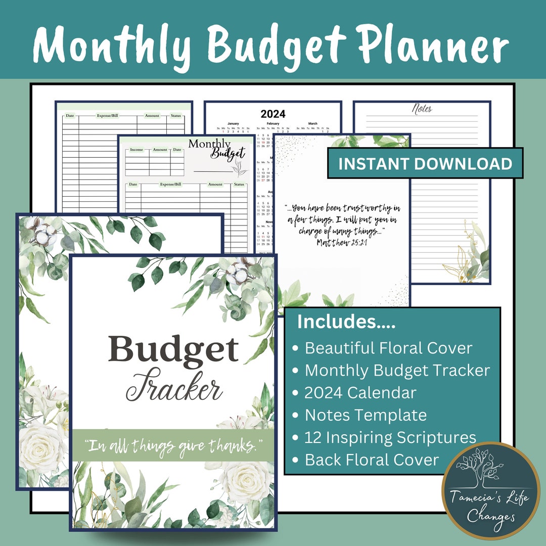 Inspirational 2024 Monthly Budget Planner, Expense Tracker, Christian ...