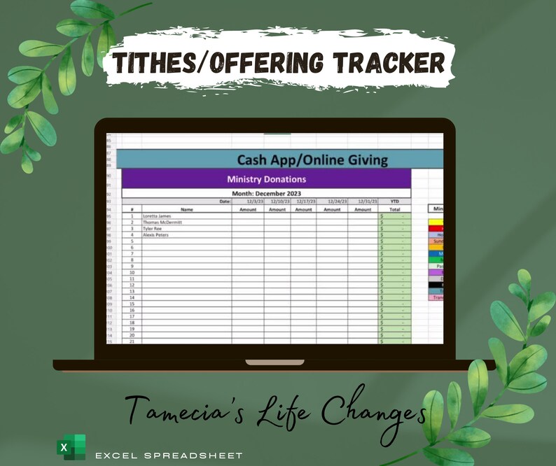 Tithes and Offering Tracker Spreadsheet Excel Spreadsheet - Etsy