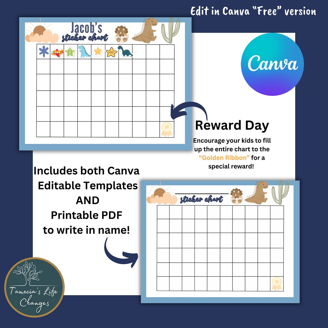 Boho Sticker Reward Charts for Kids Editable Sticker Chart Printable ...