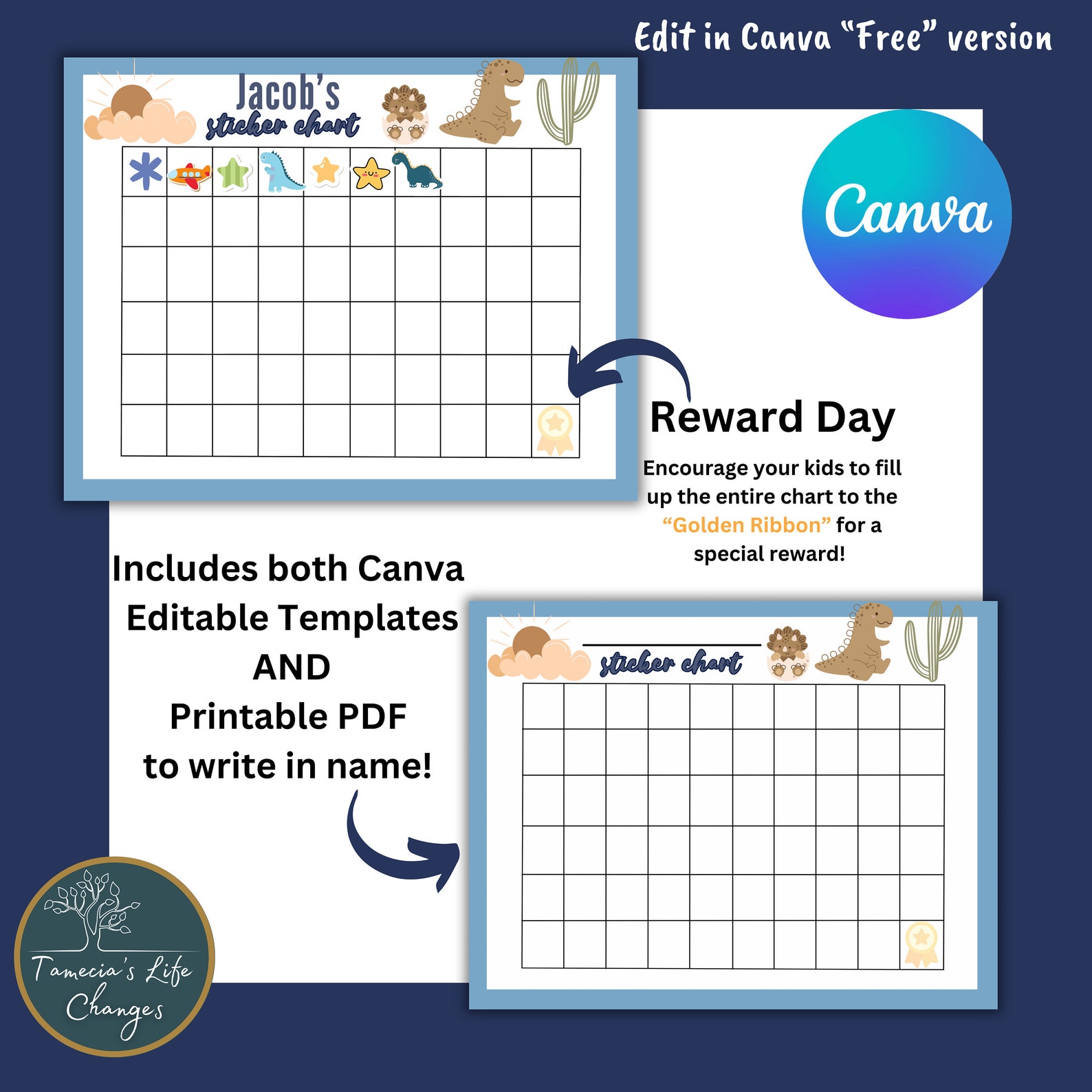 Boho Sticker Reward Charts for Kids Editable Sticker Chart Printable ...