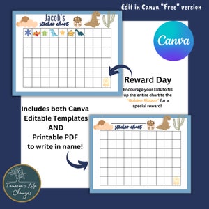 Boho Sticker Reward Charts for Kids | Editable Sticker Chart ...