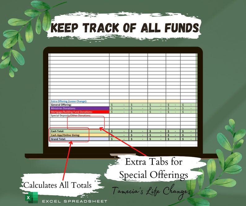 Tithes and Offering Tracker Spreadsheet Excel Spreadsheet - Etsy
