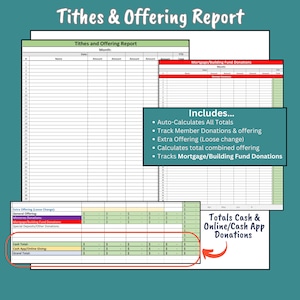 Tithes and Offering Tracker Spreadsheet| Excel Spreadsheet | Tithes ...