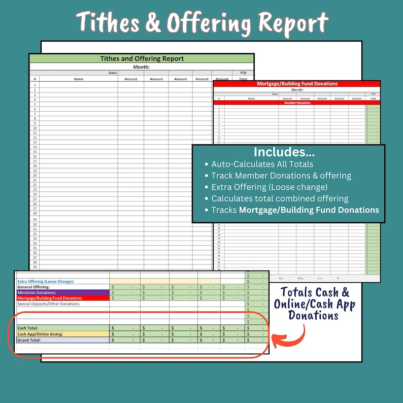 Tithes and Offering Tracker Spreadsheet| Excel Spreadsheet | Tithes ...
