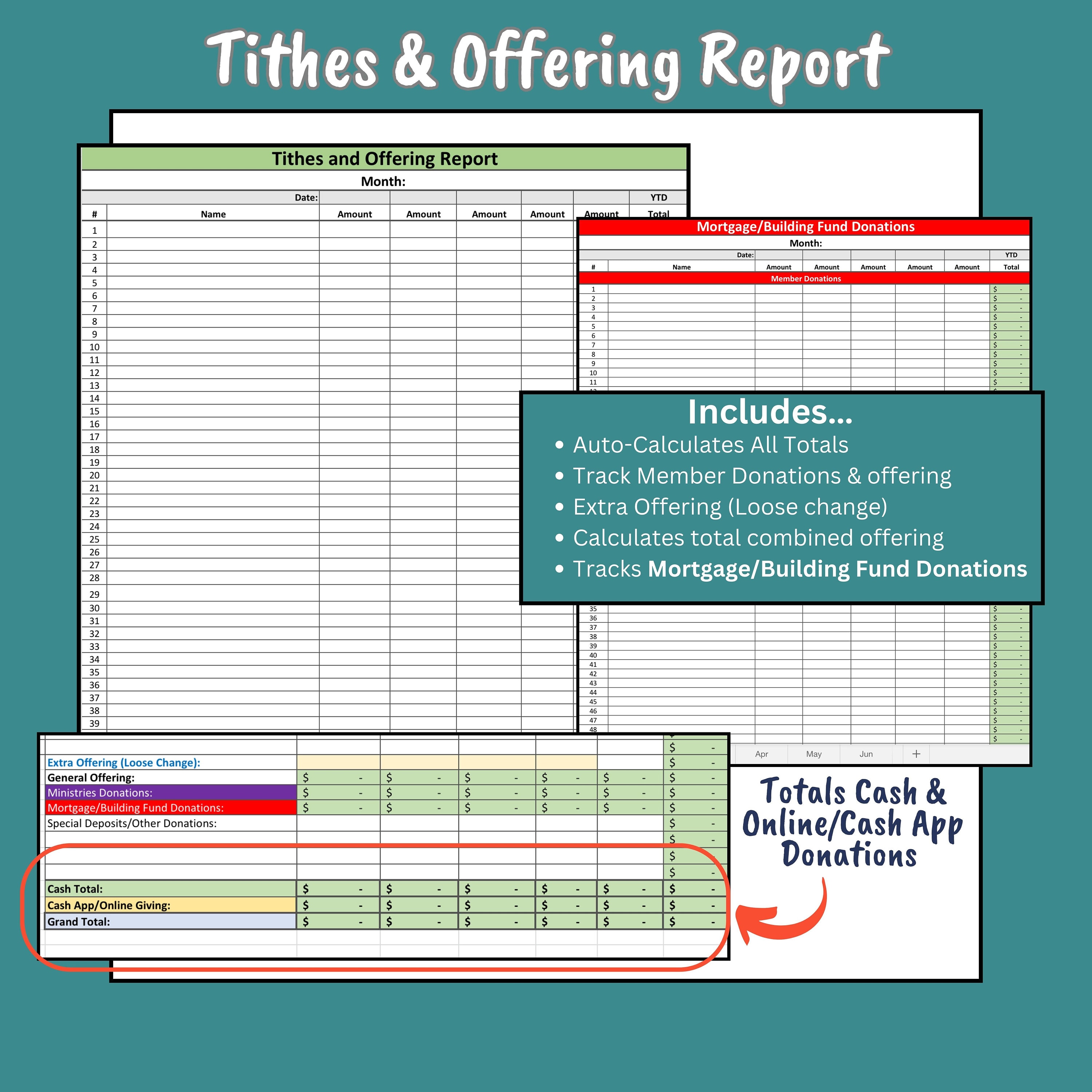 Tithes and Offering Tracker Spreadsheet| Excel Spreadsheet | Tithes Tracker | Offering Tracker ...
