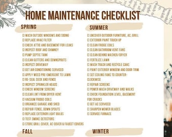 Seasonal House Homeowner Checklist - Etsy
