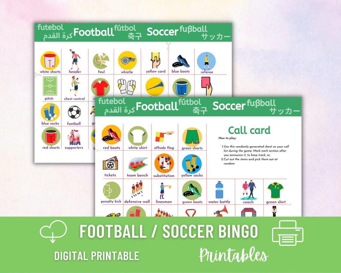 Bingo Game Football Soccer PDF Printable Activity for Kids - Etsy UK