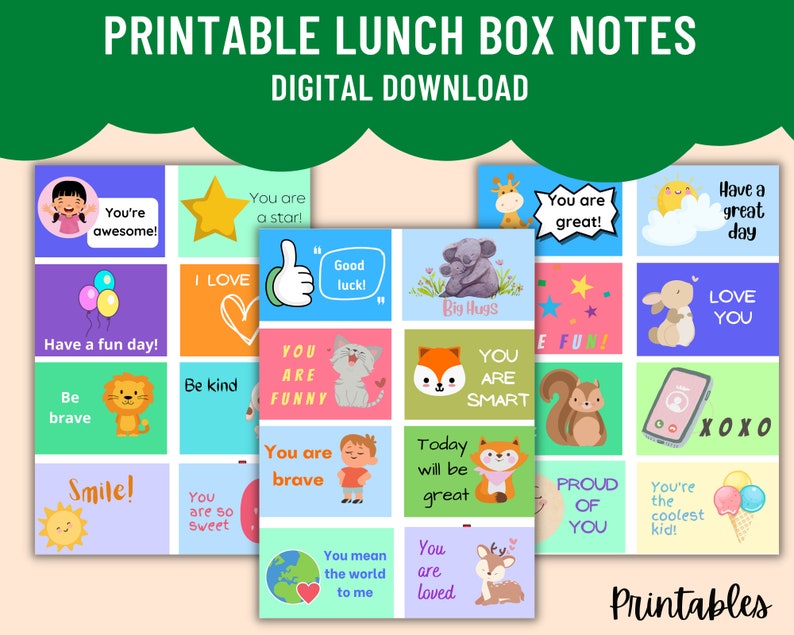 Preschool Printables Lunchbox Notes for Kids Back to School - Etsy
