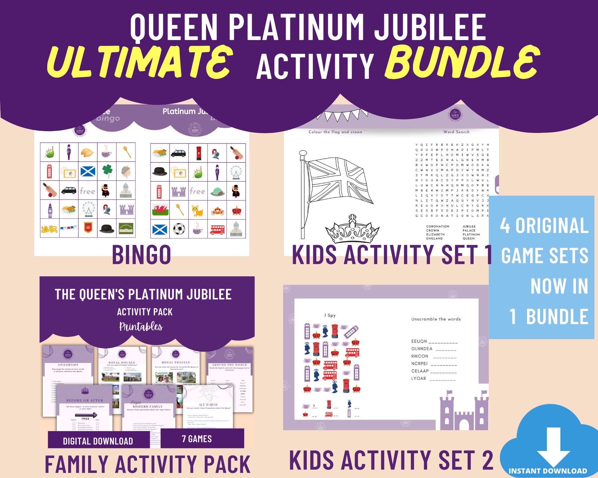 Ultimate Queen Platinum Jubilee Activity & Game Bundle PDF | Etsy UK