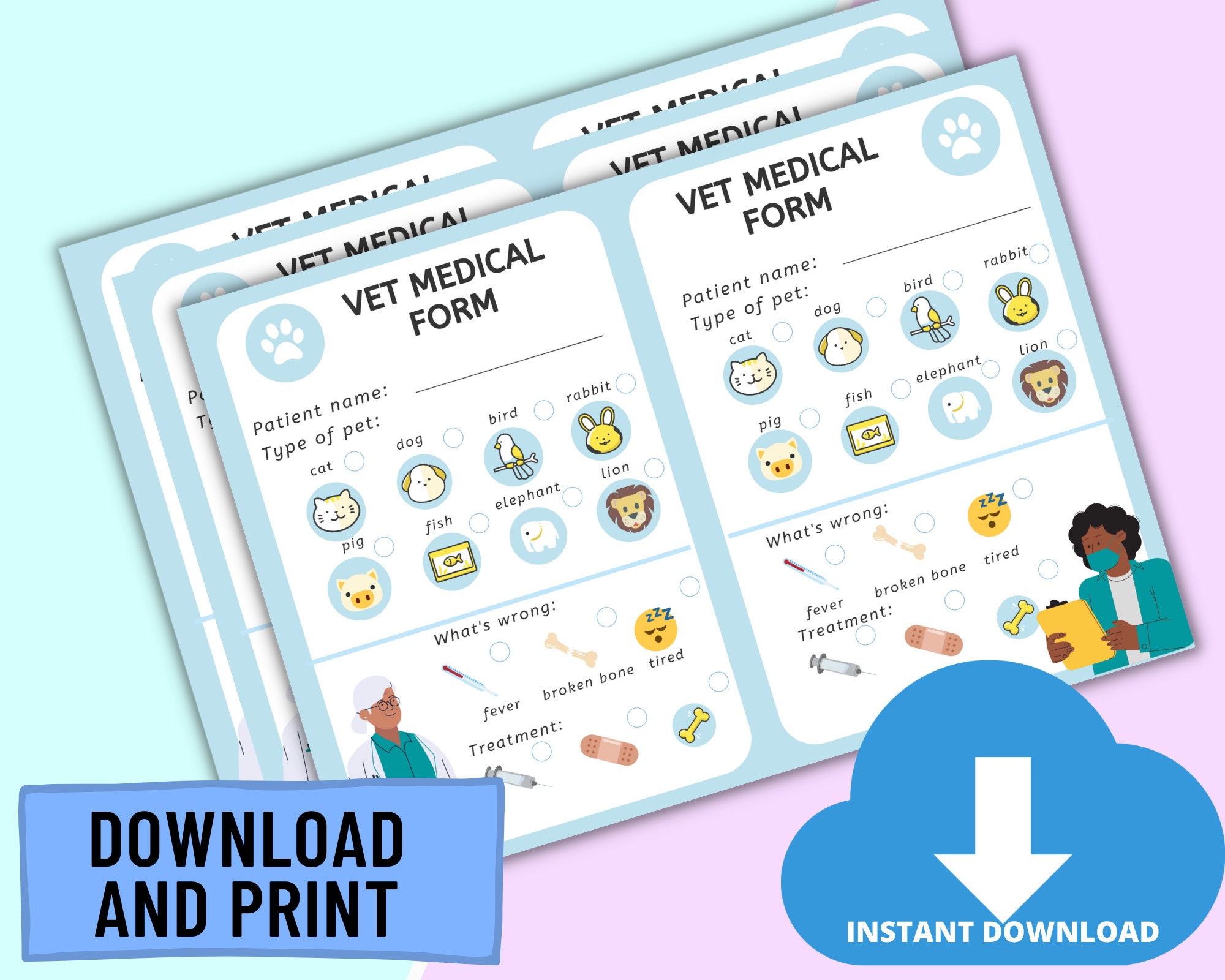 Pretend Play Vet Tech Kid Activity Pack Child Activity DIGITAL Download ...