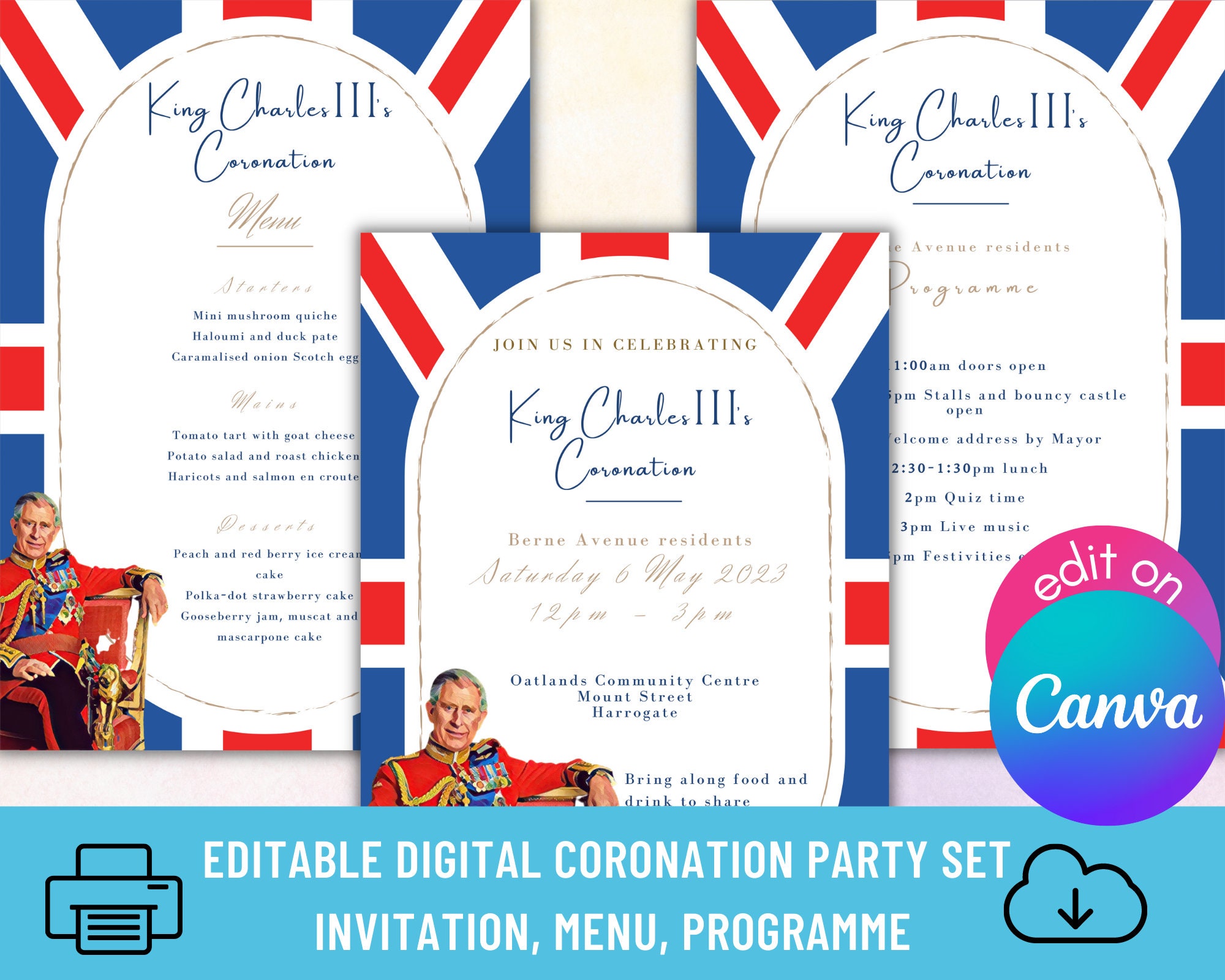 Editable King Charles III Coronation Party Organiser Set - Etsy UK