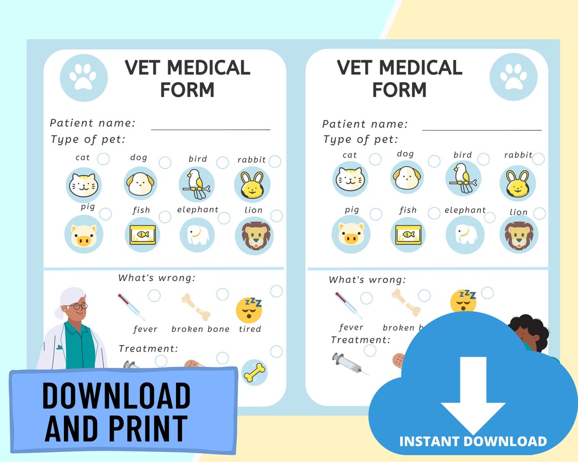 Pretend Play Vet Tech Kid Activity Pack Child Activity DIGITAL Download ...