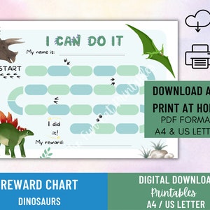 Dinosaurs Reward Chart Digital Printable PDF Kid Behavior - Etsy