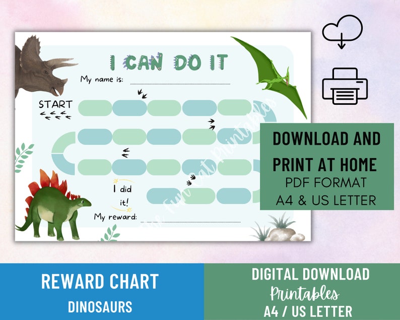 Dinosaurs Reward Chart Digital Printable PDF Kid Behavior - Etsy