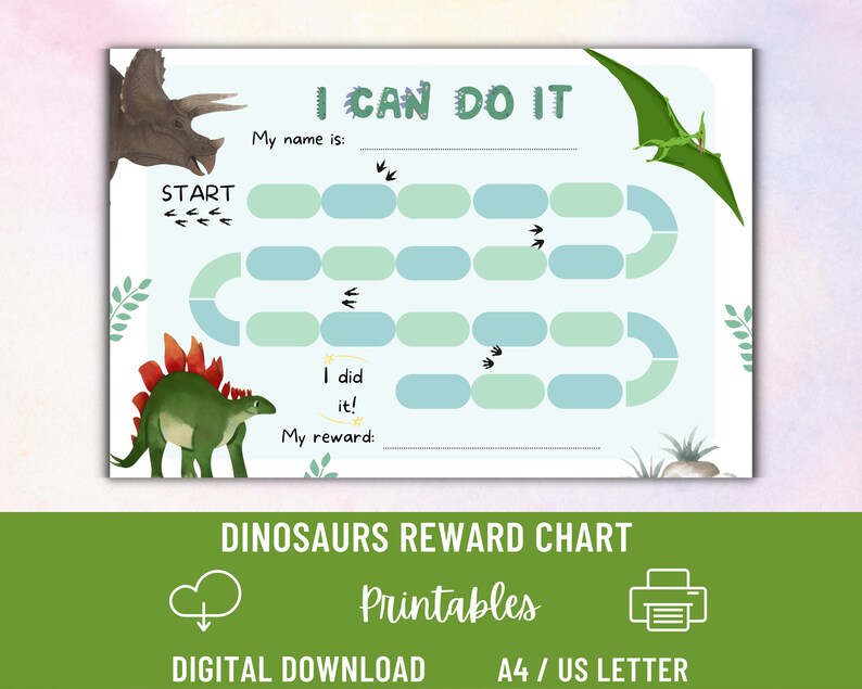 Dinosaurs Reward Chart Digital Printable PDF Kid Behavior - Etsy