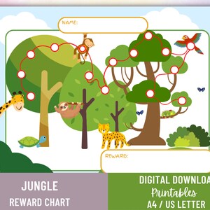 Jungle Animals Reward Chart | Digital Printable PDF | Kid Behaviour ...