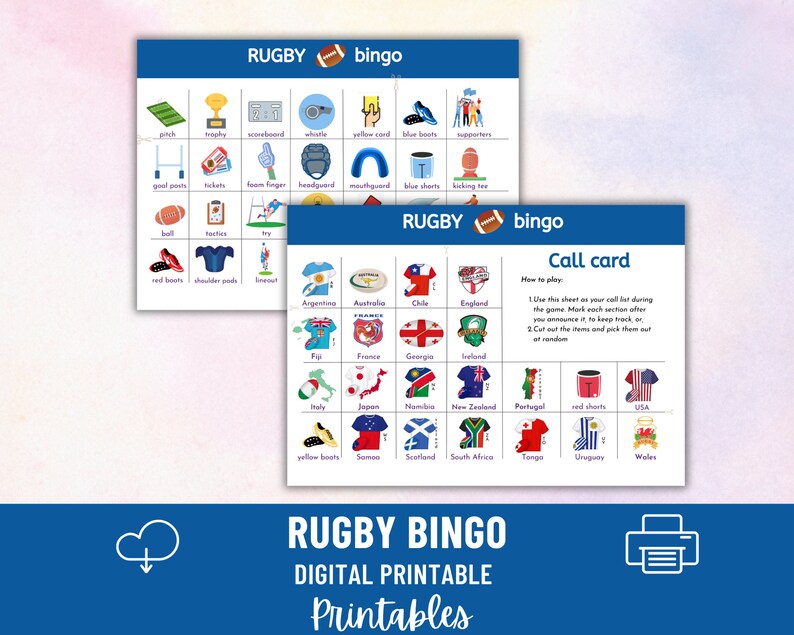 Rugby Bingo Game: 30 Printable Cards, Family Activity (PDF Download) - Etsy