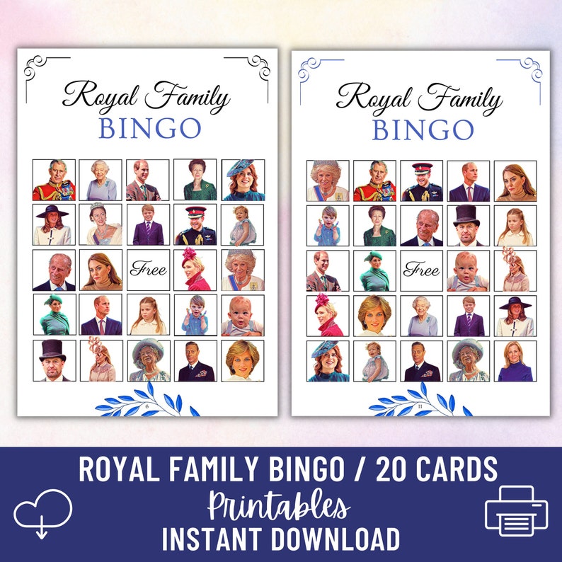 Royal Family Picture Bingo 20 Unique Cards | Fun Kids Activity & Games ...