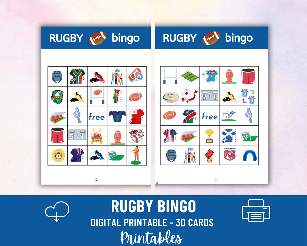 Rugby Bingo Game: 30 Printable Cards, Family Activity (PDF Download) - Etsy