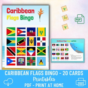 Caribbean Flags Bingo Digital Printable Game | PDF Kids Activity Set ...