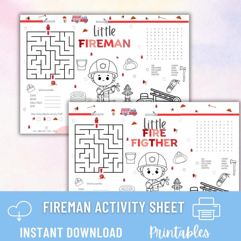 Fireman Coloring Sheet - Etsy