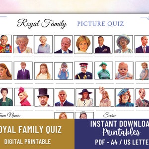 Royal Family Picture Quiz Game Sheet | Fun Kids & Family Activity ...