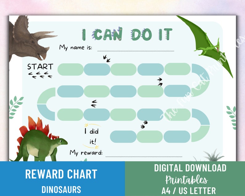 Dinosaurs Reward Chart Digital Printable PDF Kid Behavior - Etsy