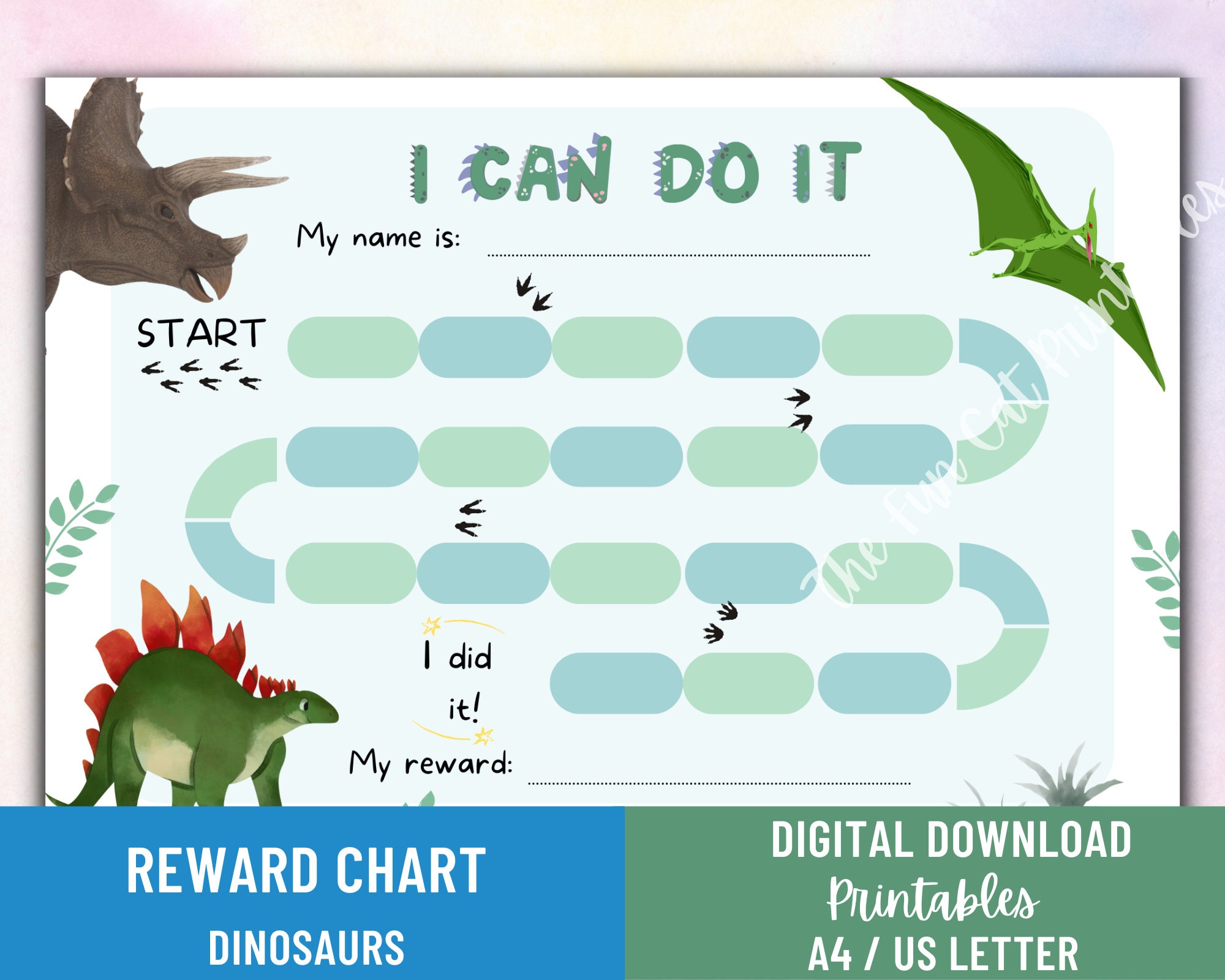 Dinosaurs Reward Chart Digital Printable PDF Kid Behavior - Etsy