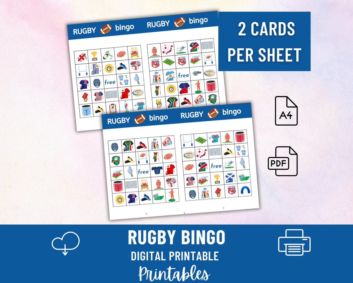 Rugby Bingo Game: 30 Printable Cards, Family Activity (PDF Download) - Etsy